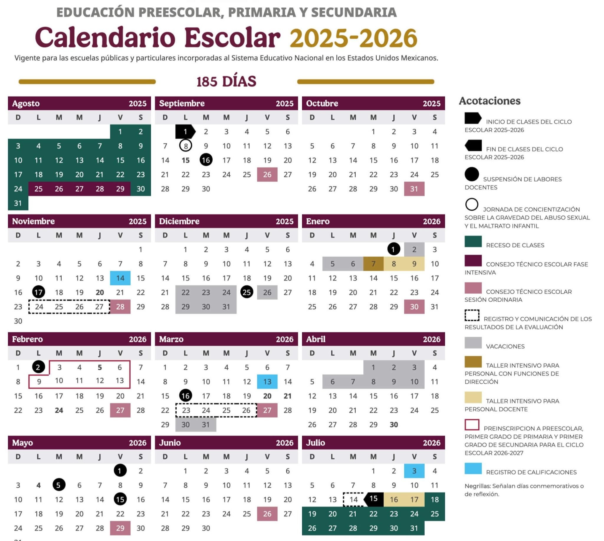 Calendario Escolar 2025-2026 SEP | Fechas Oficiales, Vacaciones y Festivos